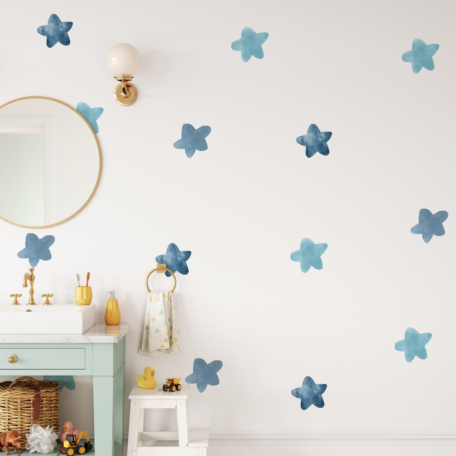 Watercolor Blue Stars Decal - Etsy