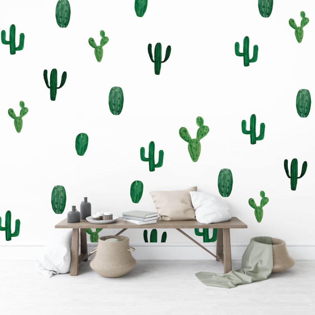 Cactus Wall Decals: Boho Style, Removable Vinyl - Etsy