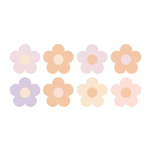 Round Flowers Pastel, Flower Decal, Flower Decor, Flower Sticker ...