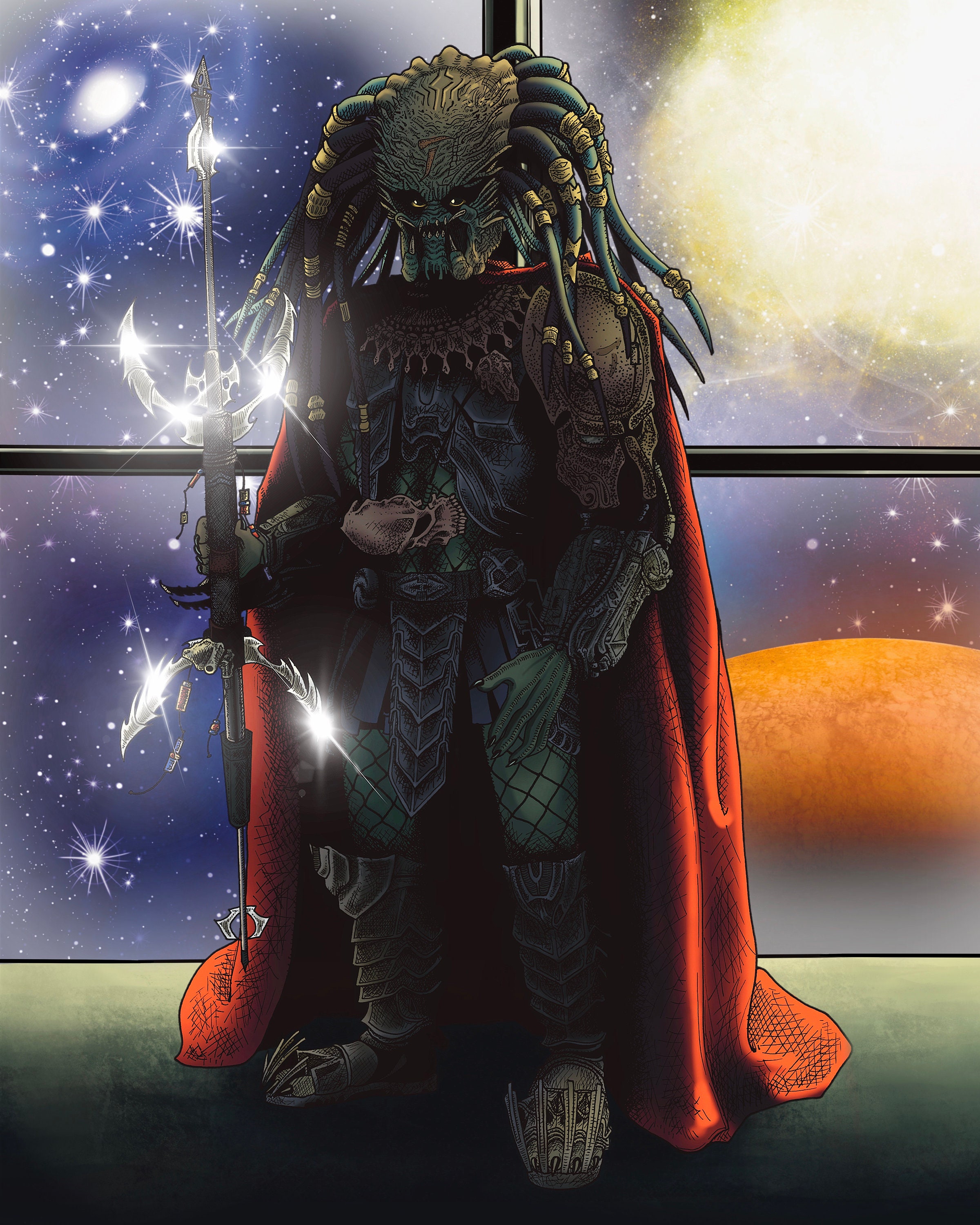 Elder Predator/yautja/avp/alien Vs Predator Art - Etsy