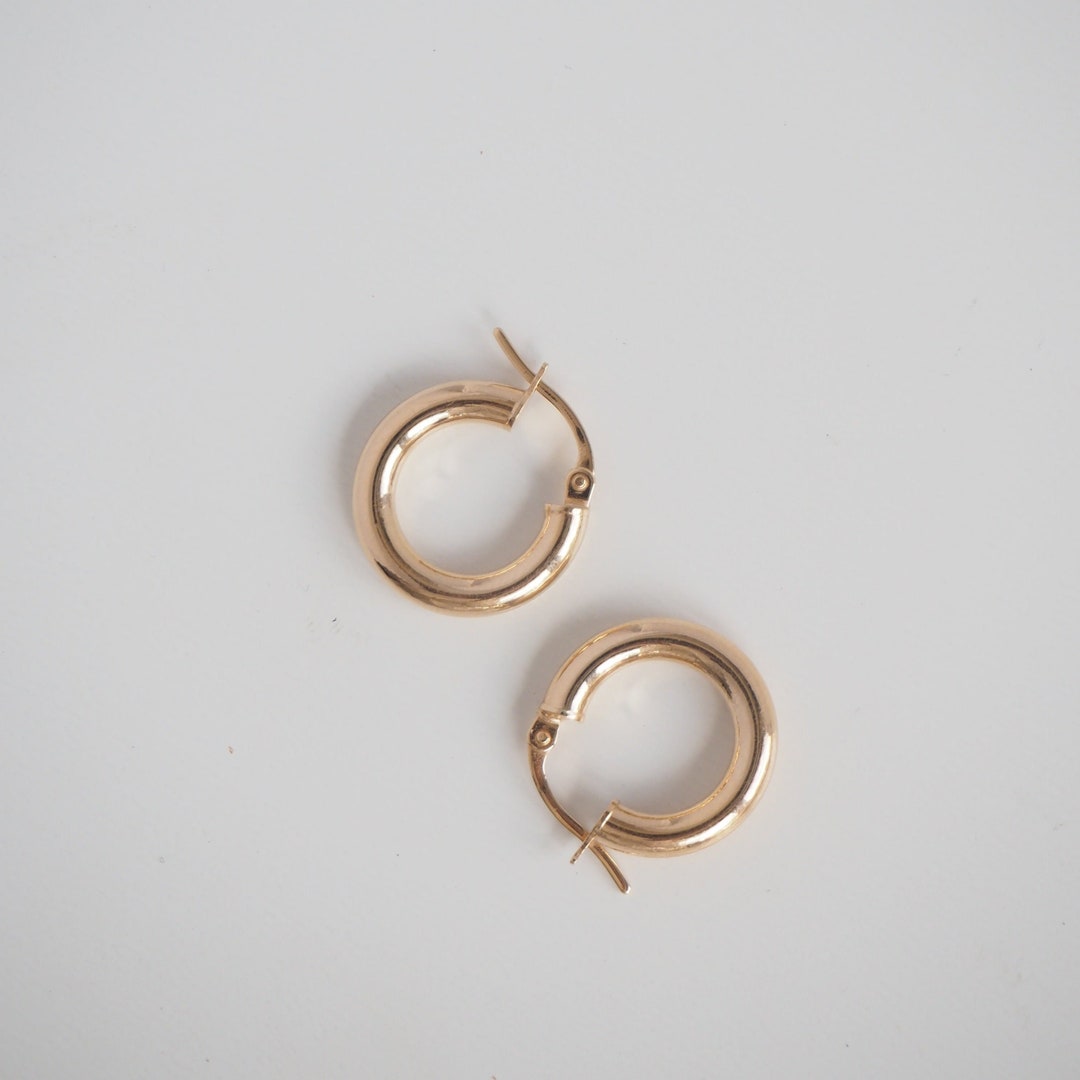 Hinged Hoops, 9ct Solid Yellow Gold, Hinge Hoop Fixture Earrings ...