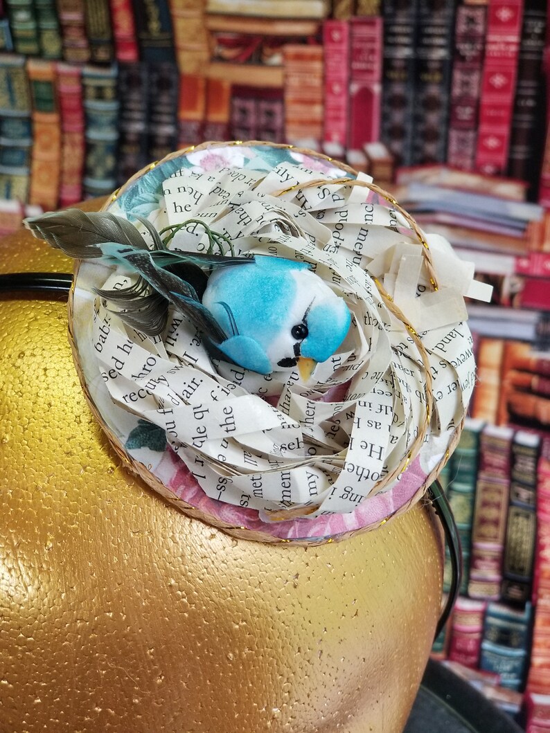 Set of Three Book Page Bird Nest Fascinators - Etsy