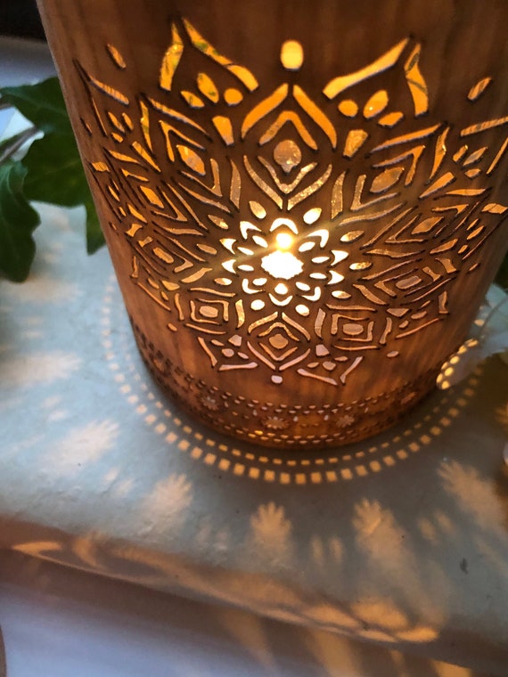 Mandala Small Candle Lantern for Cozy Nights in Wood and Glass | Etsy ...