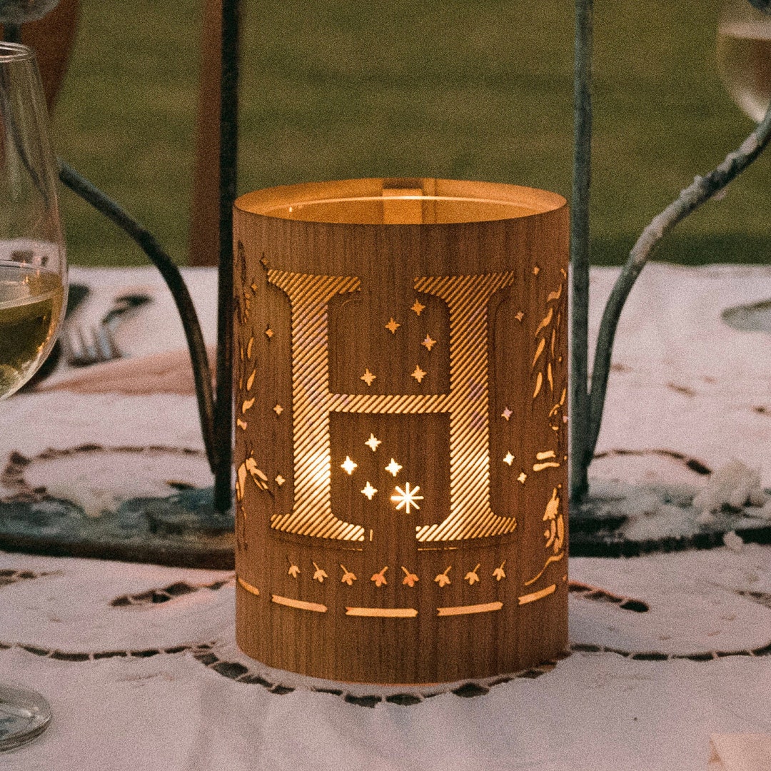 Personalized Letter H Candle Holder and Centerpiece Lantern Made of ...