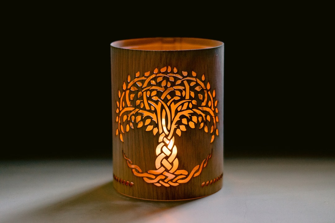 Celtic Tree of Life Candle Holder: Wood & Glass Lantern - Etsy