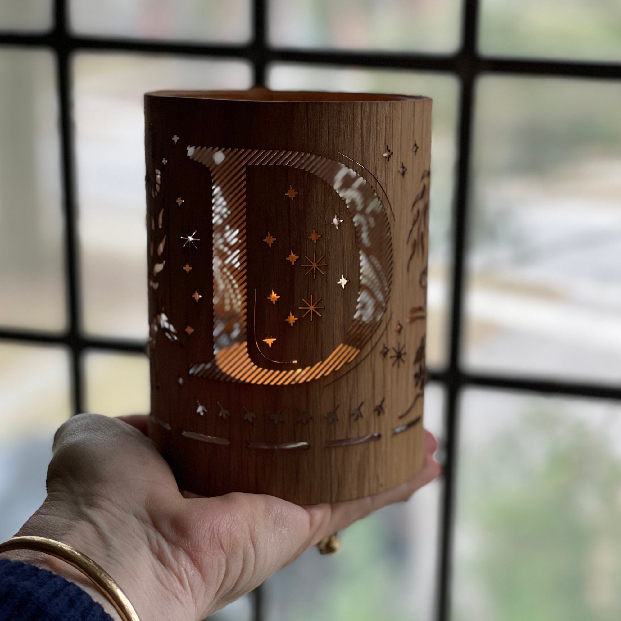 Personalized Letter D Candle Holder and Centerpiece Lantern Made of ...