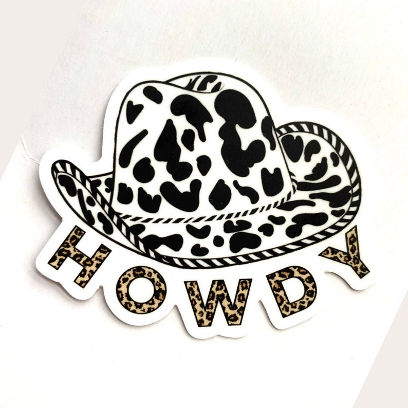 Cow Print Cowgirl Hat Sticker Western Sticker Cowgirl | Etsy
