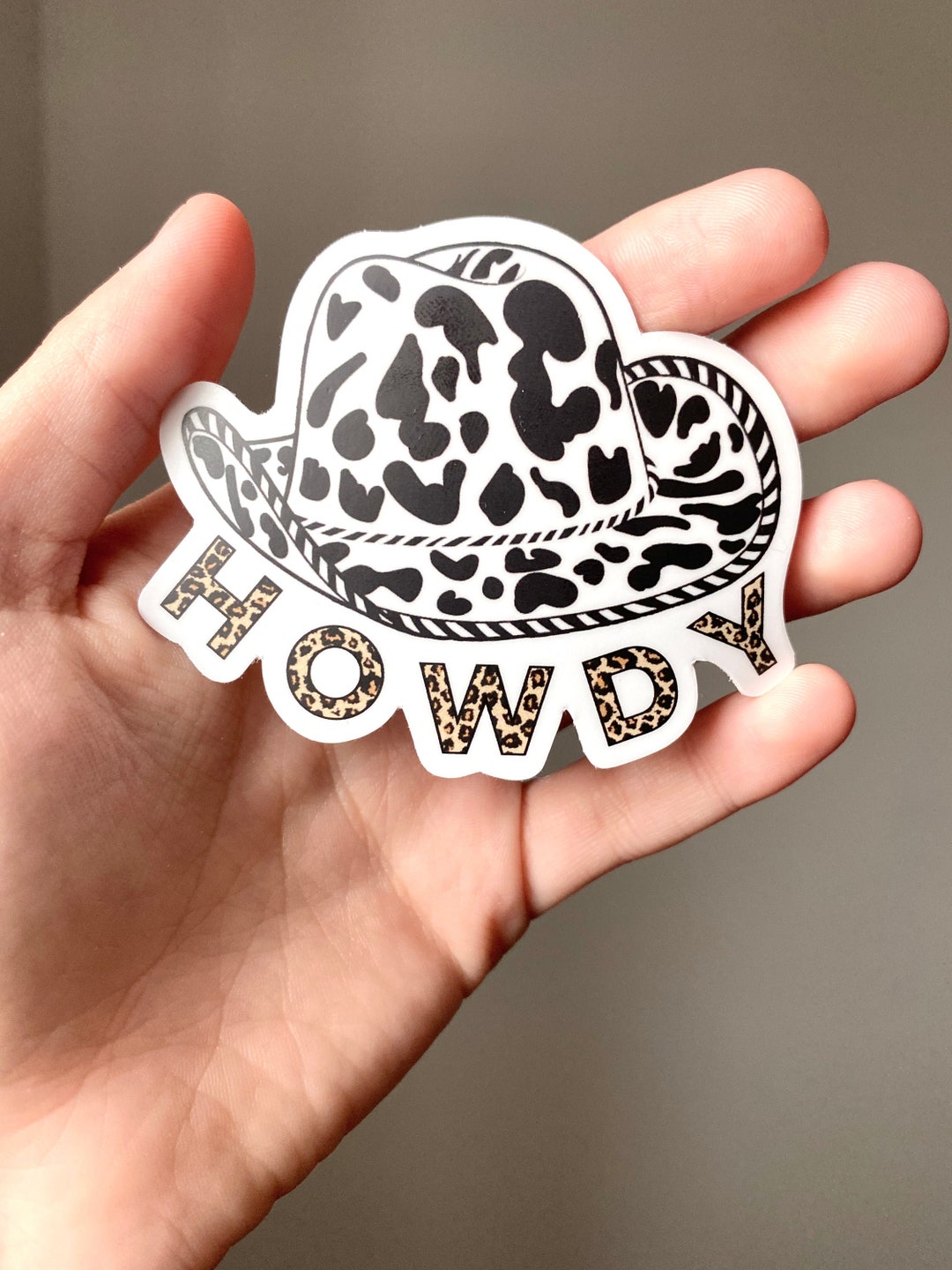 Cow Print Cowgirl Hat Sticker, Western Sticker, Cowgirl Sticker, Howdy ...