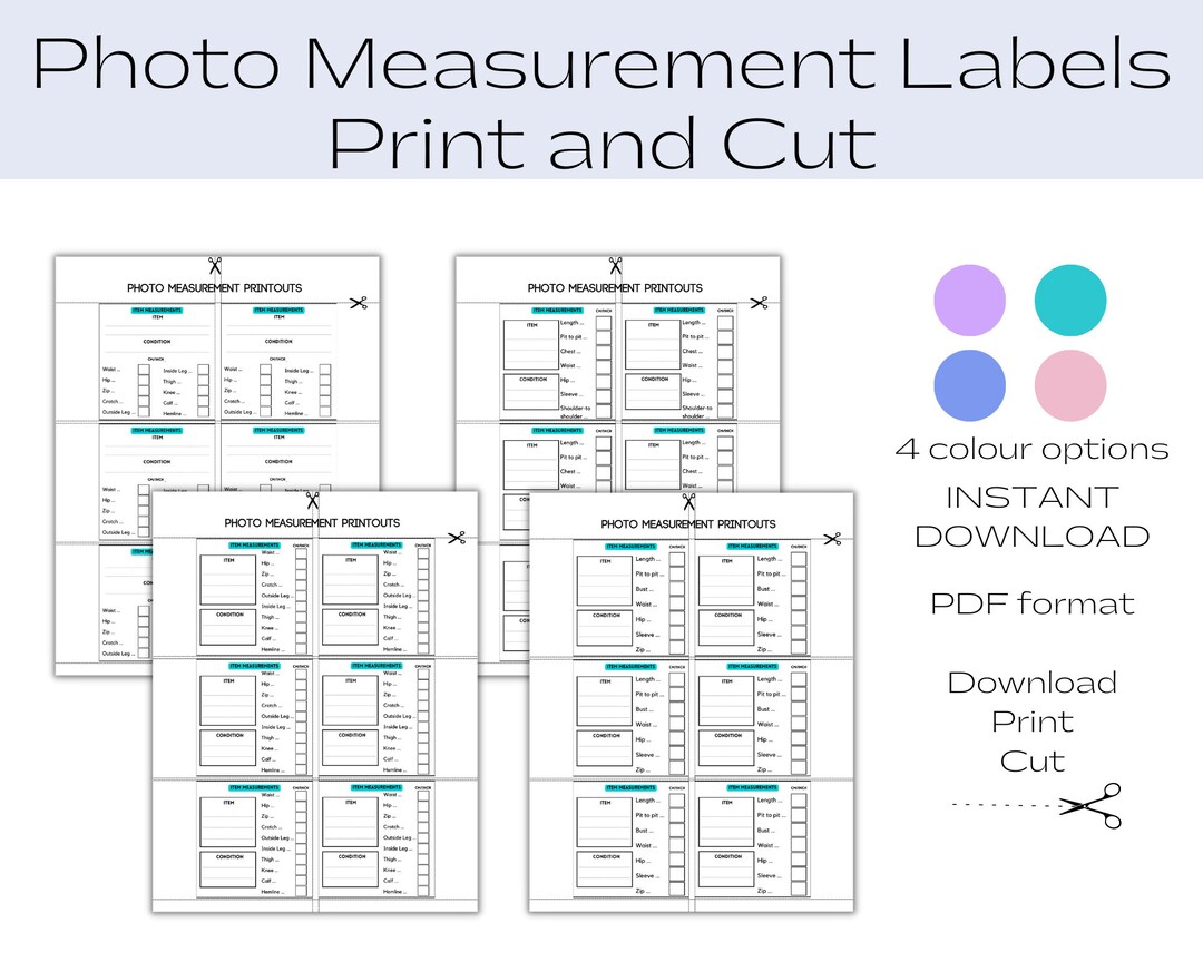 Clothing Measurement Printables | Reseller Measuring Record Sheets ...