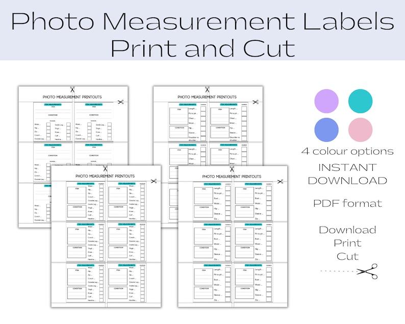 Clothing Measurement Printables | Reseller Measuring Record Sheets ...