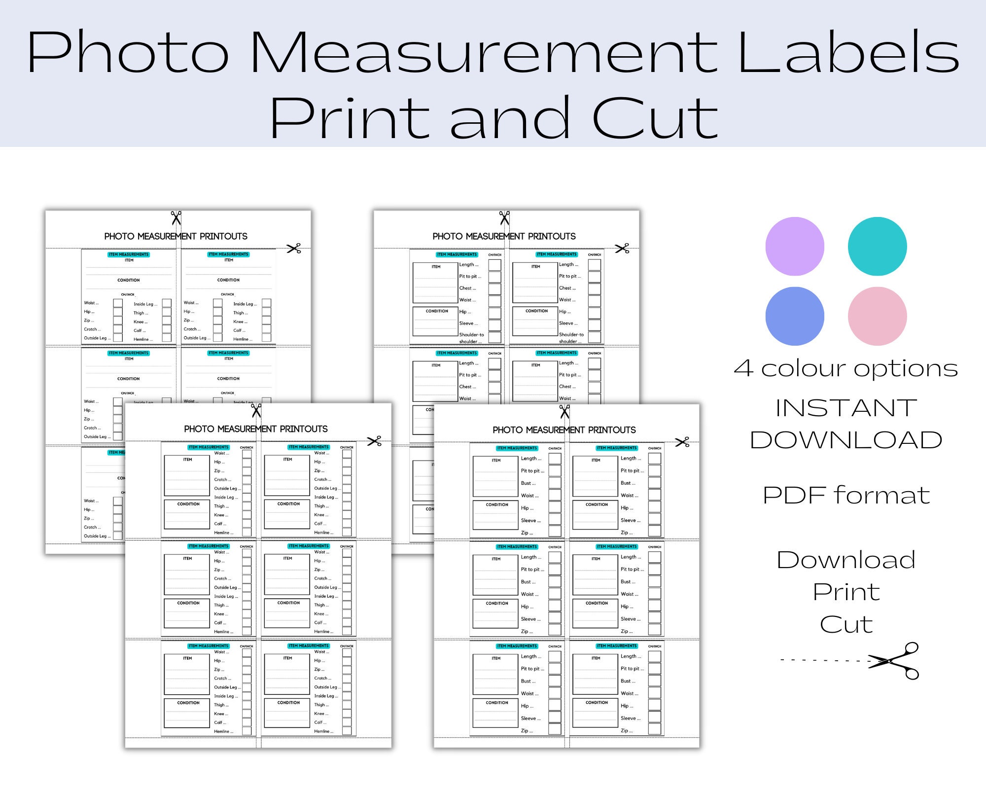Clothing Measurement Printables Reseller Measuring Record Sheets ...