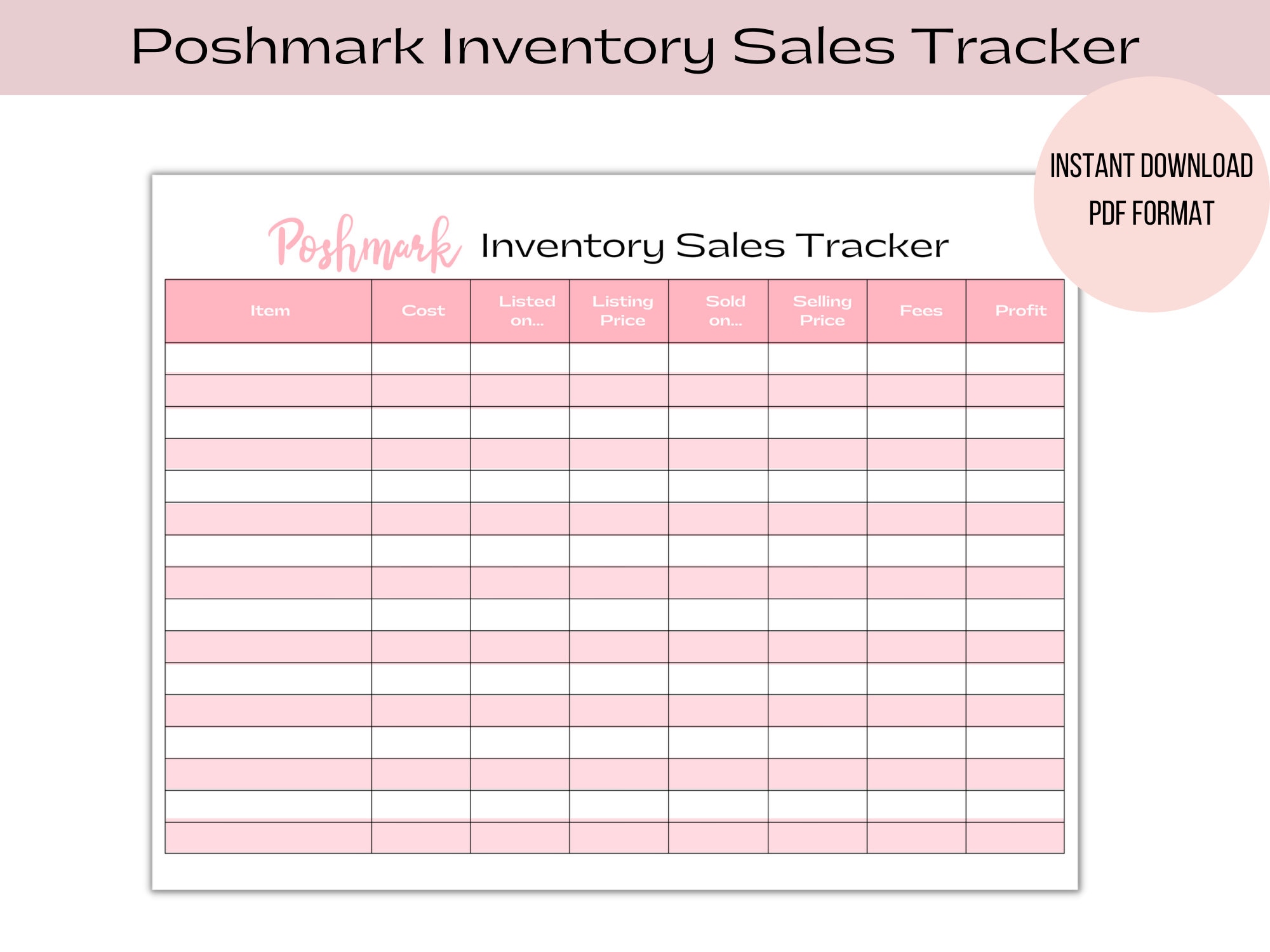 Poshmark Inventory Tracker | Reseller Inventory Sales Tracker ...