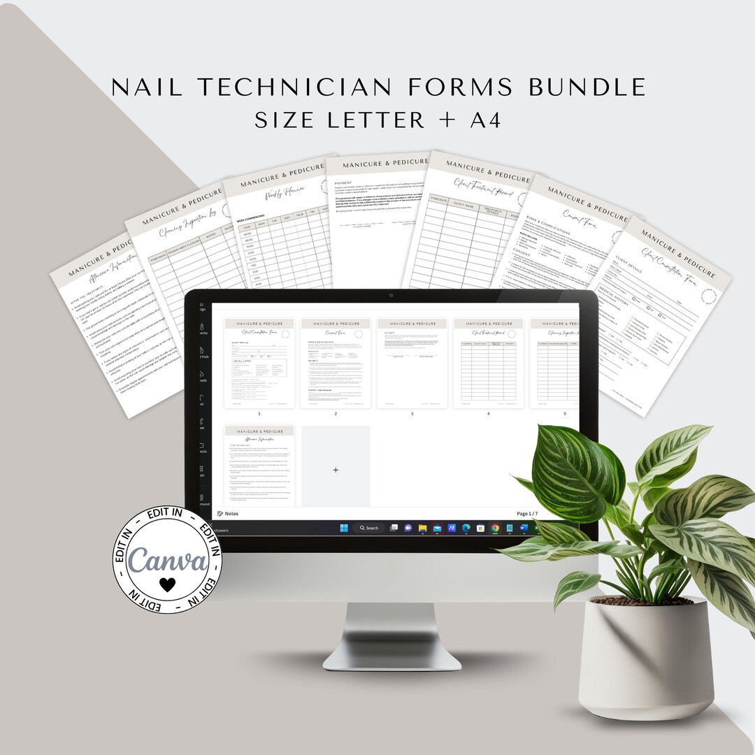 Editable Nail Technician Forms Bundle Neutral Esthetician - Etsy
