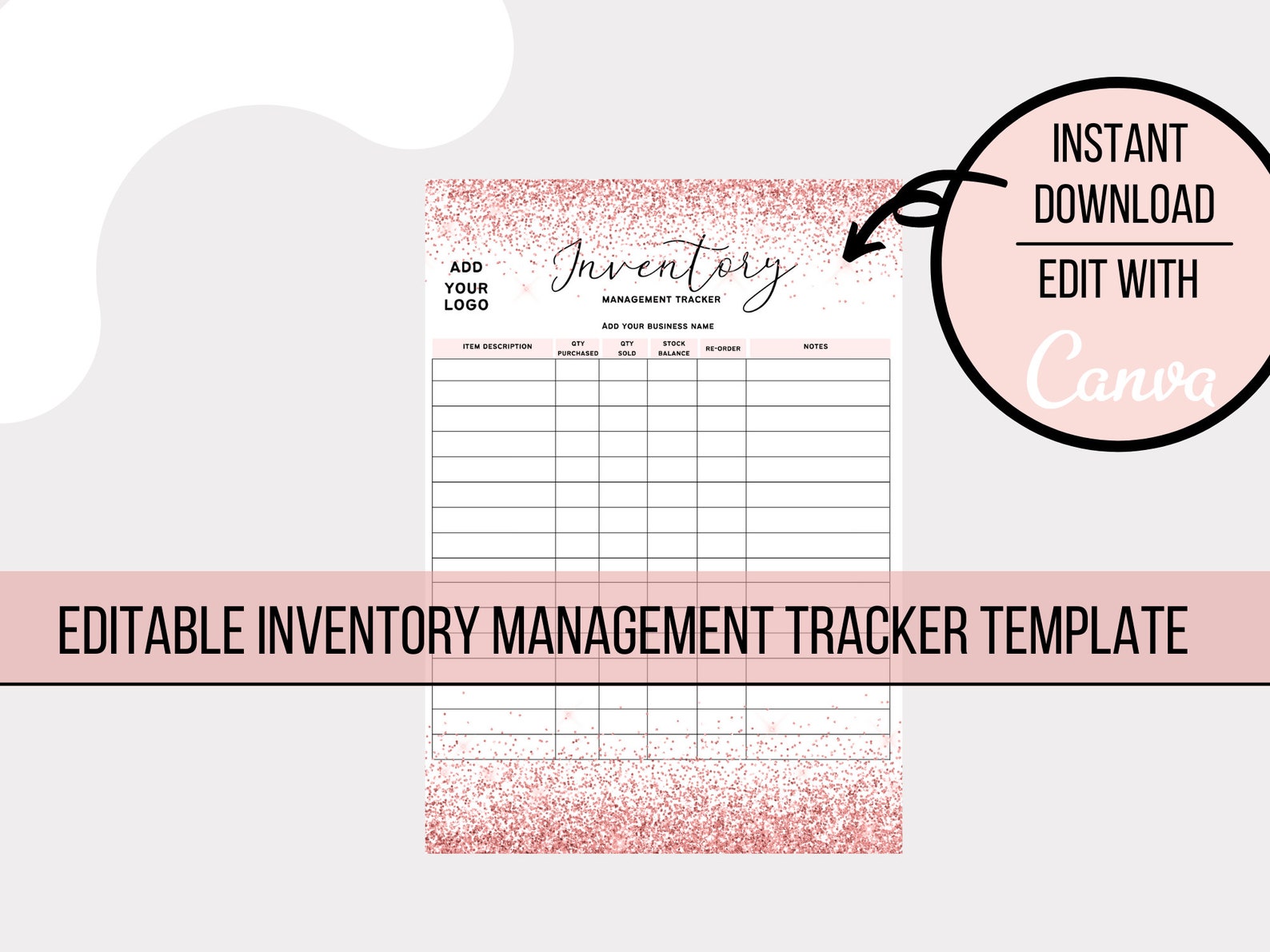 Editable Inventory Tracker, Printable Business Inventory Record ...