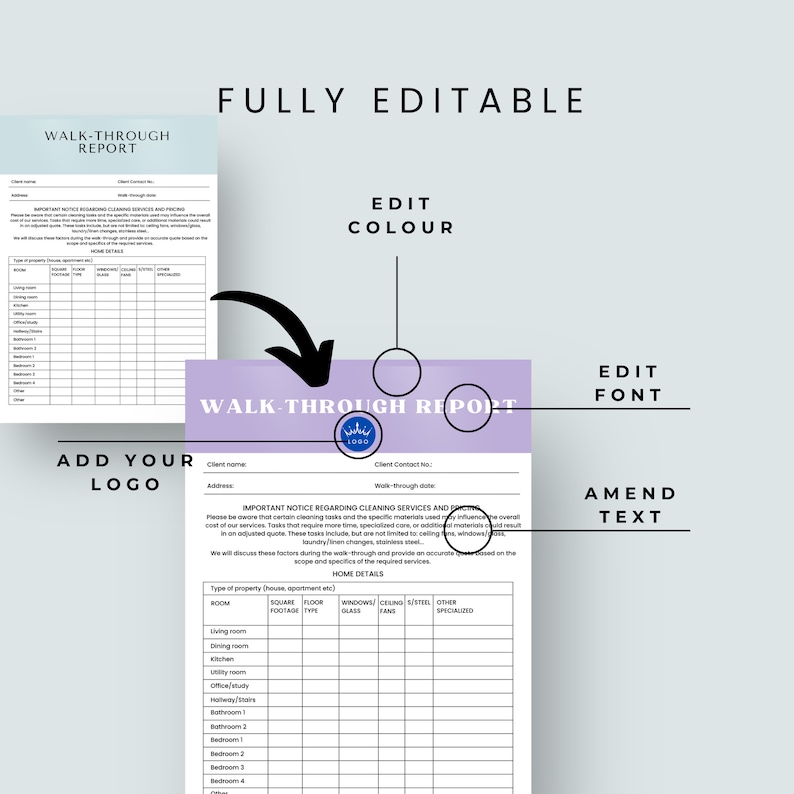 Cleaning Business Walk-through Editable Template, Professional Cleaning ...