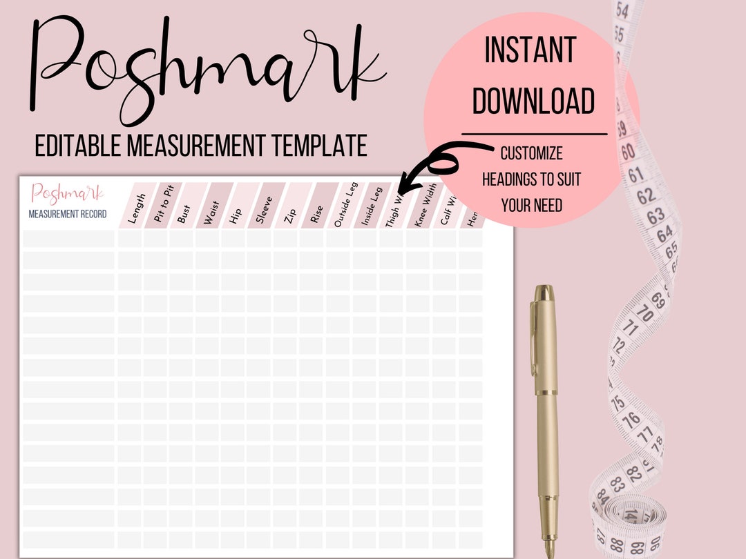Poshmark Editable Measurement Template | Clothing Measurement Download ...