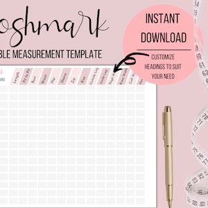 Poshmark Editable Measurement Template | Clothing Measurement Download ...