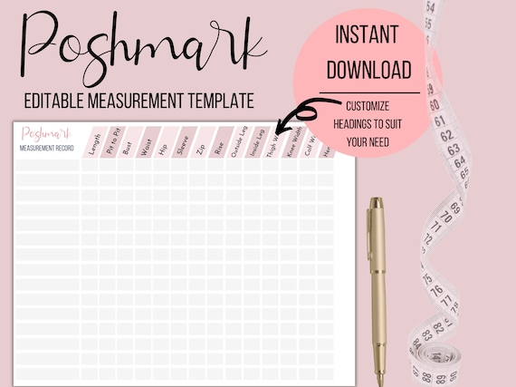 Poshmark Editable Measurement Template Clothing Measurement | Etsy