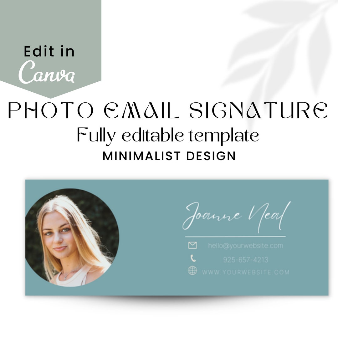 Photo Email Signature, Editable Canva Template, Minimalist Business ...