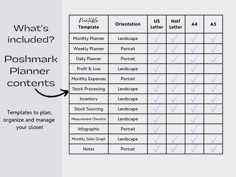 Poshmark Planner | Printable PDF Record Sheets | Reseller Organization ...