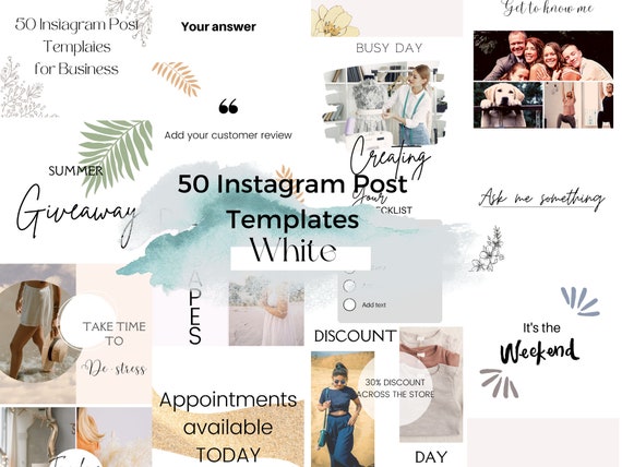 White Instagram Post Templates Business Editable Retail and - Etsy