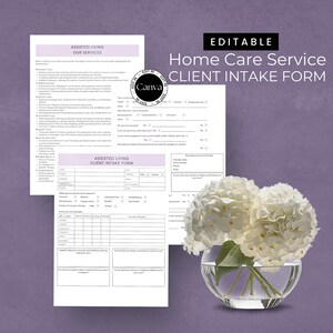 Home Care Service Client Intake Form, Editable Template, Assisted ...