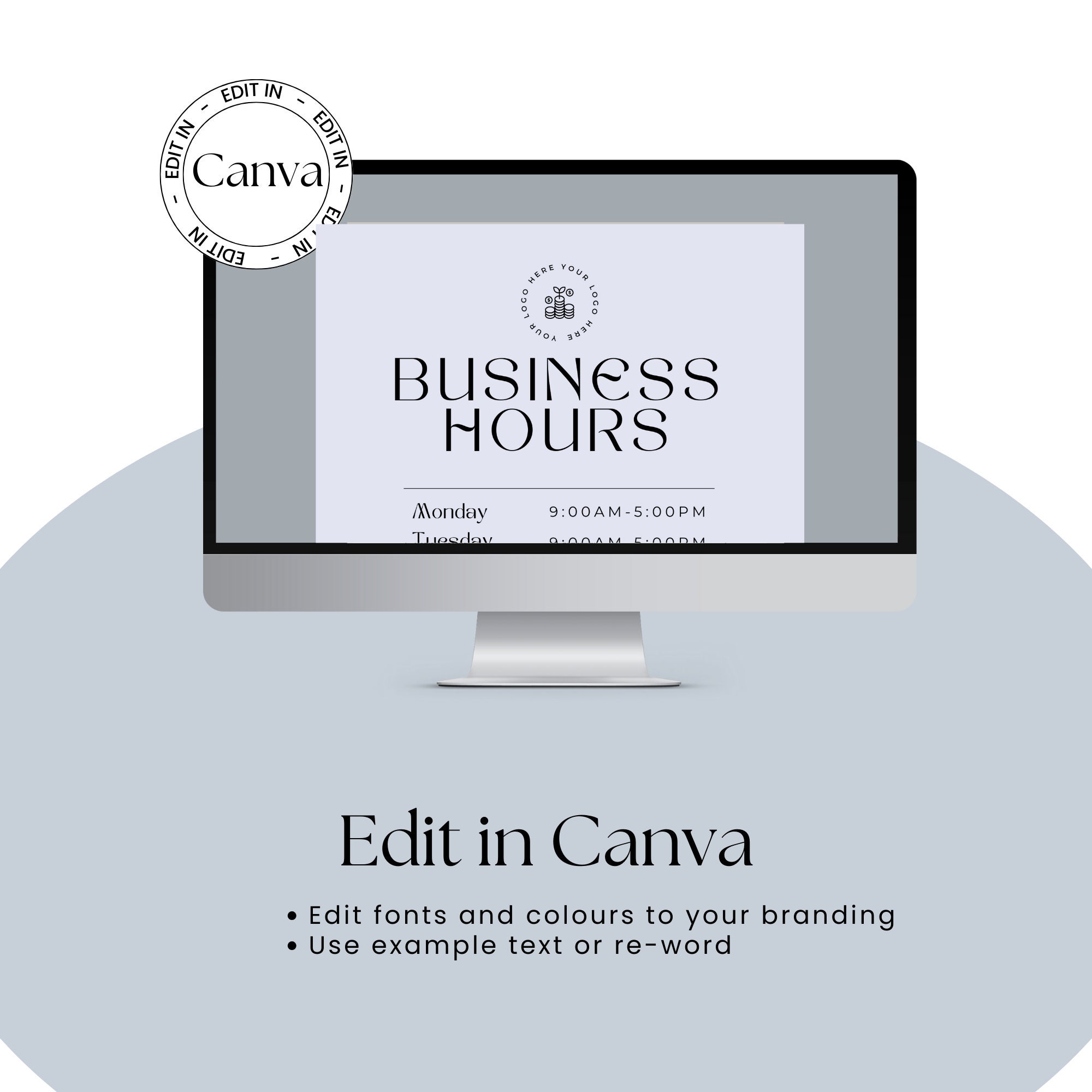 Business Hours Sign Template, Salon Opening Times Window Display, Small ...