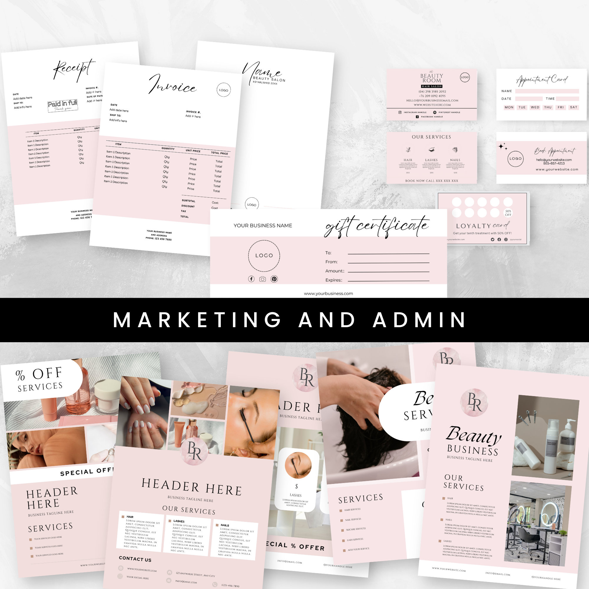 Beauty Salon Brand Identity Kit, Branding Templates Bundle, Salon ...
