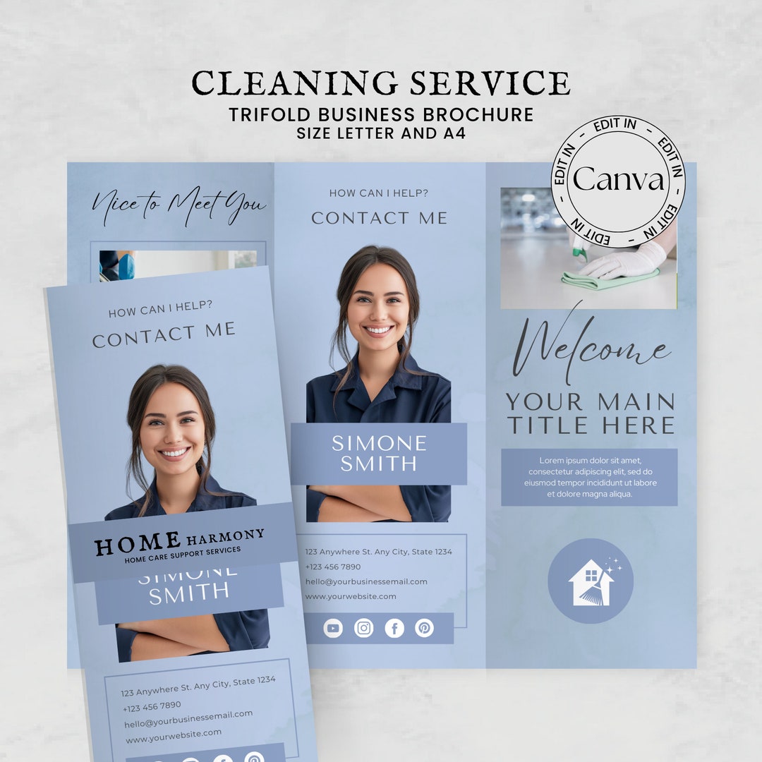 Home Cleaning Service Trifold Brochure, Business Information Leaflet ...