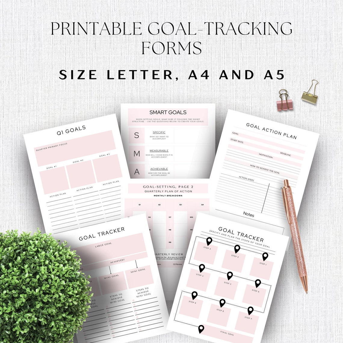 Printable PDF Goal Setting Worksheet Goal Planning Resources - Etsy