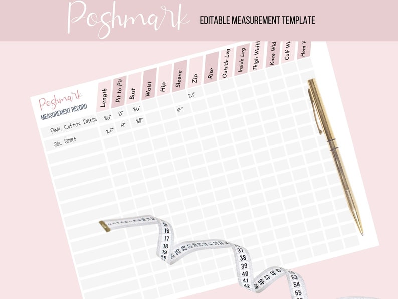 Poshmark Editable Measurement Template Record of - Etsy