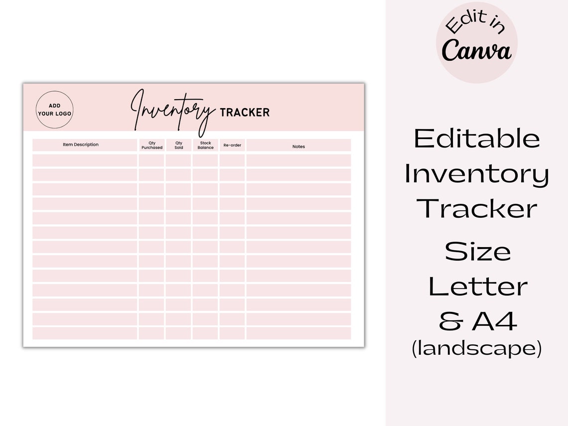 Editable Inventory Tracker Printable Business Inventory - Etsy Canada