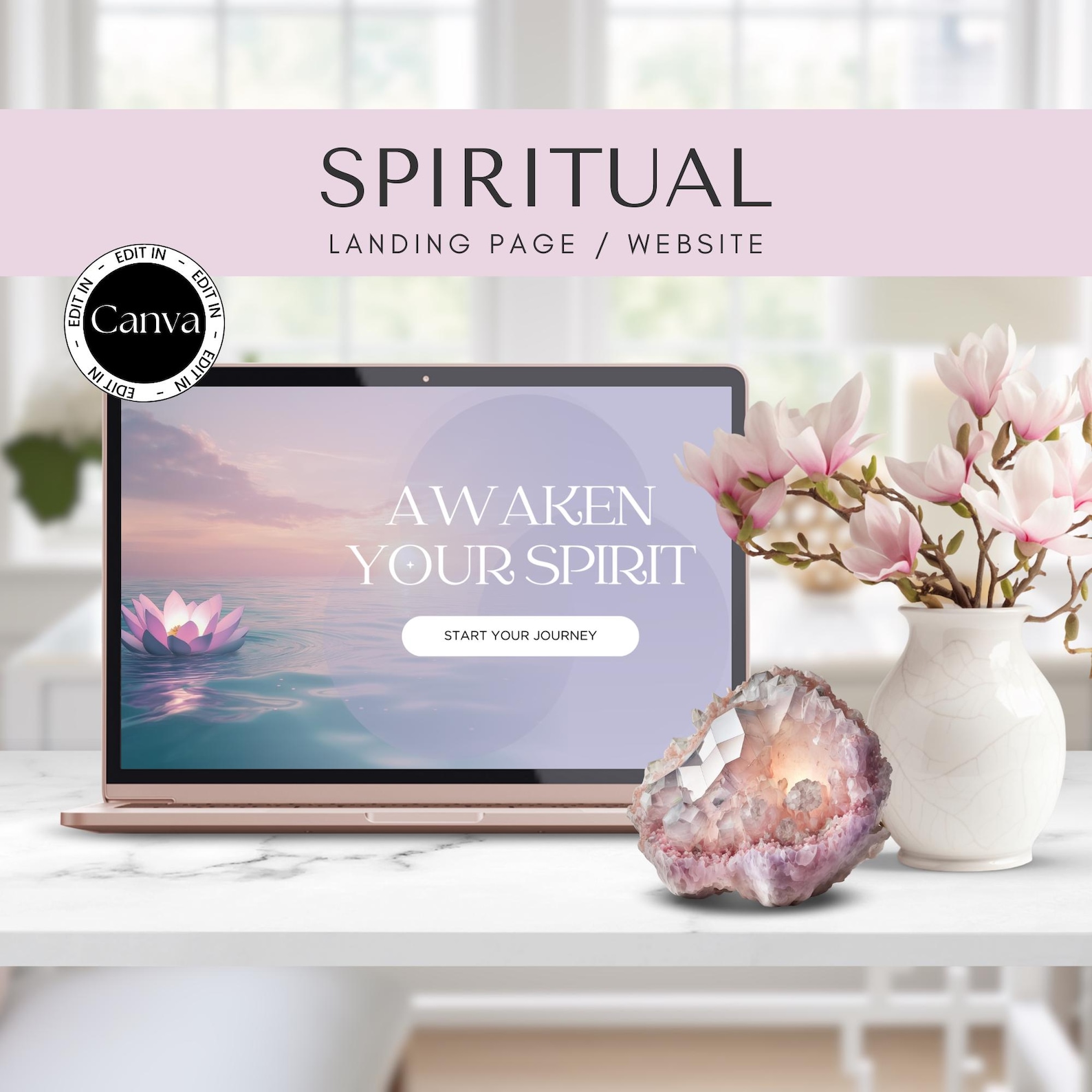 Spiritual Website Landing Page, Canva Spiritual Services Website ...
