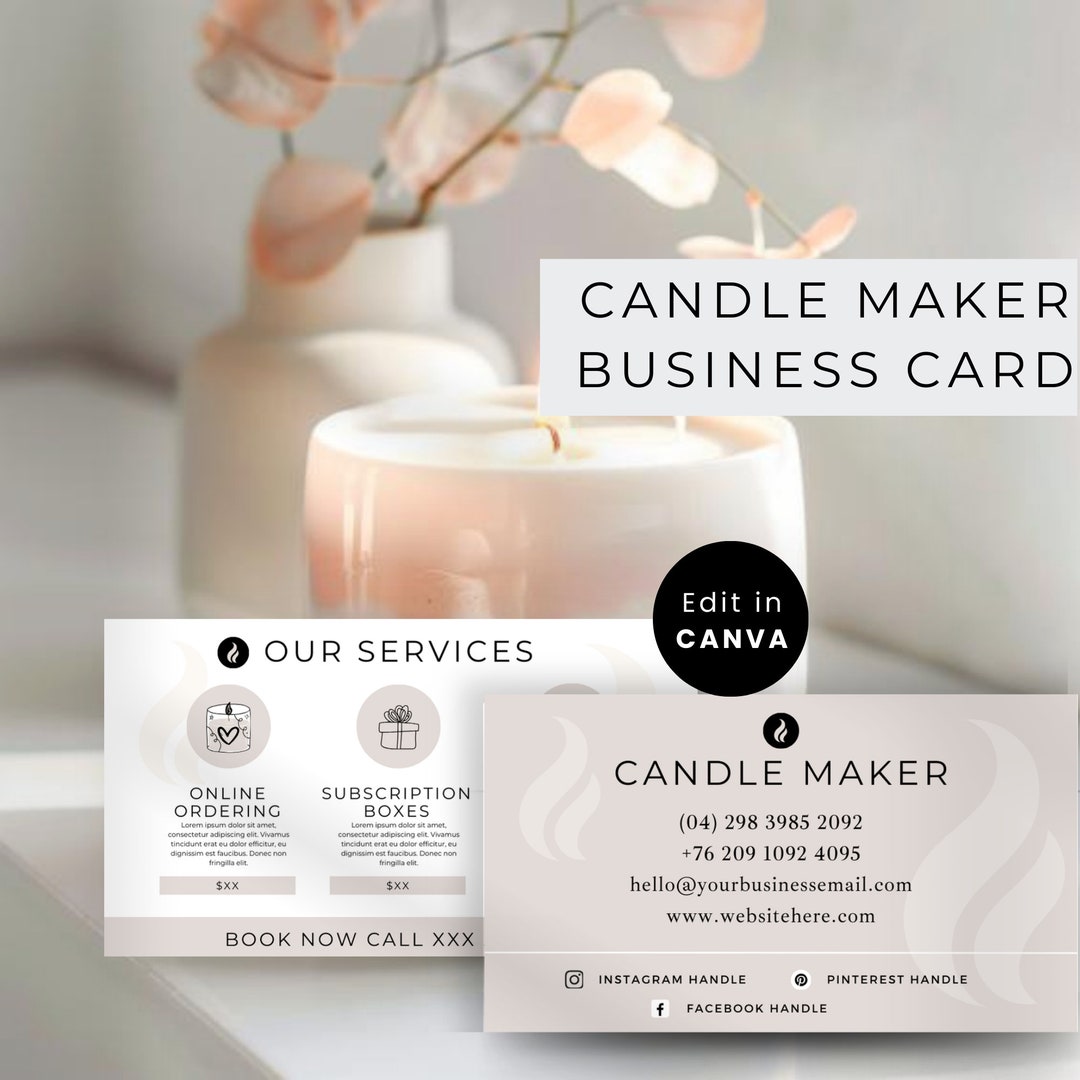 Candle Maker Business Card Template, Chandler Business Card, Printable ...