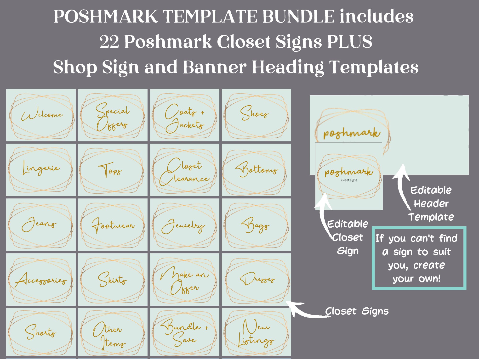 Poshmark Closet Template Bundle. Shop Signs | Header Template | Shop ...