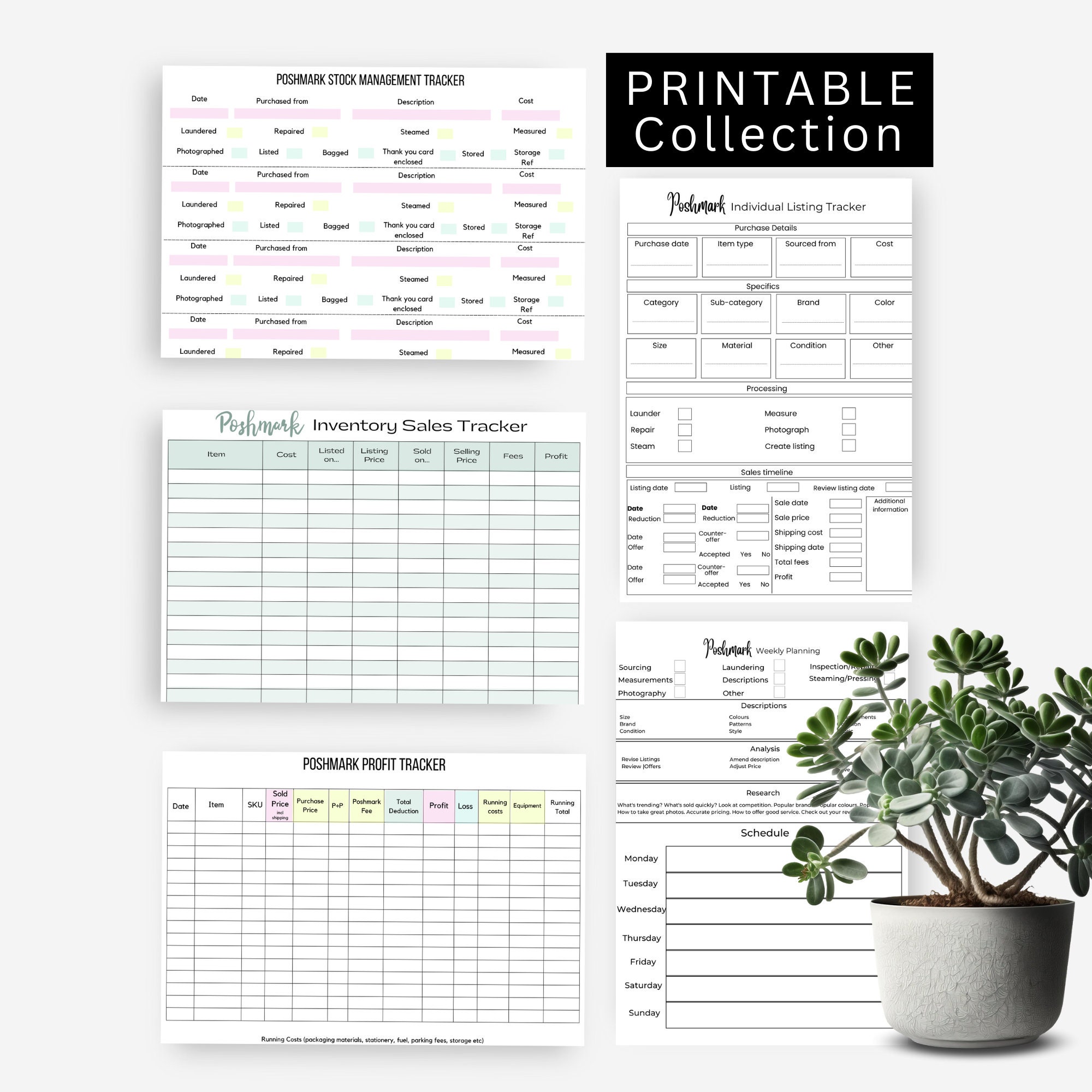 Poshmark Reseller Planner Organization Templates | Mega Bundle of ...