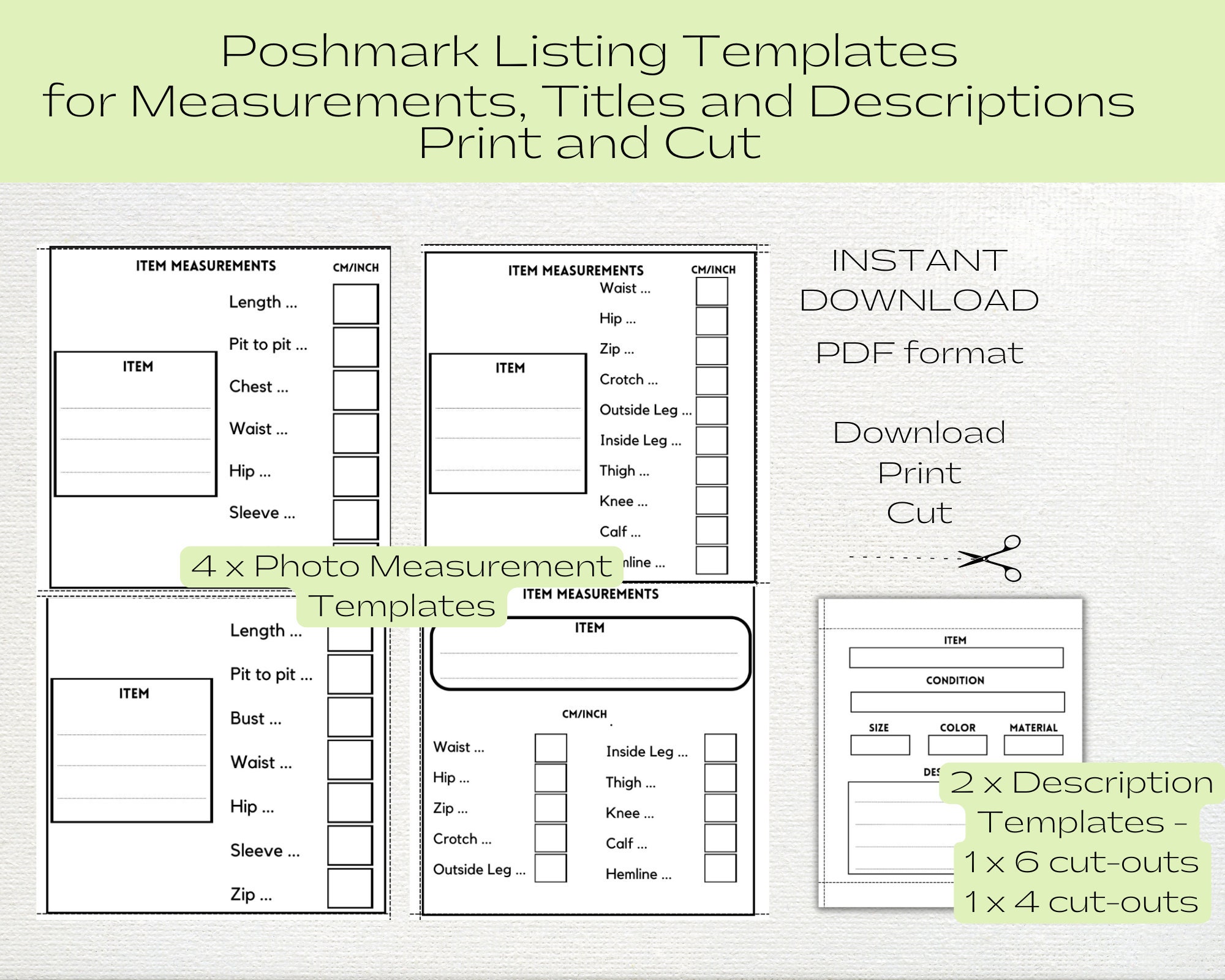 Poshmark Templates for Clothing Photo Infographics, Printable Poshmark ...