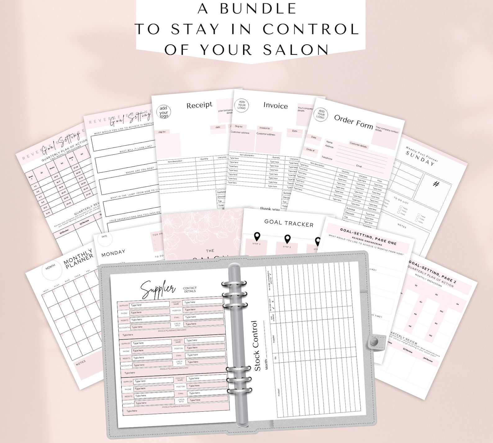 Salon Business Planner Bundle Canva Template Editable Pink - Etsy