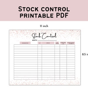 Stock Control Template, Inventory Management PDF Printable Record Sheet ...