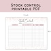 Stock Control Template, Inventory Management PDF Printable Record Sheet ...