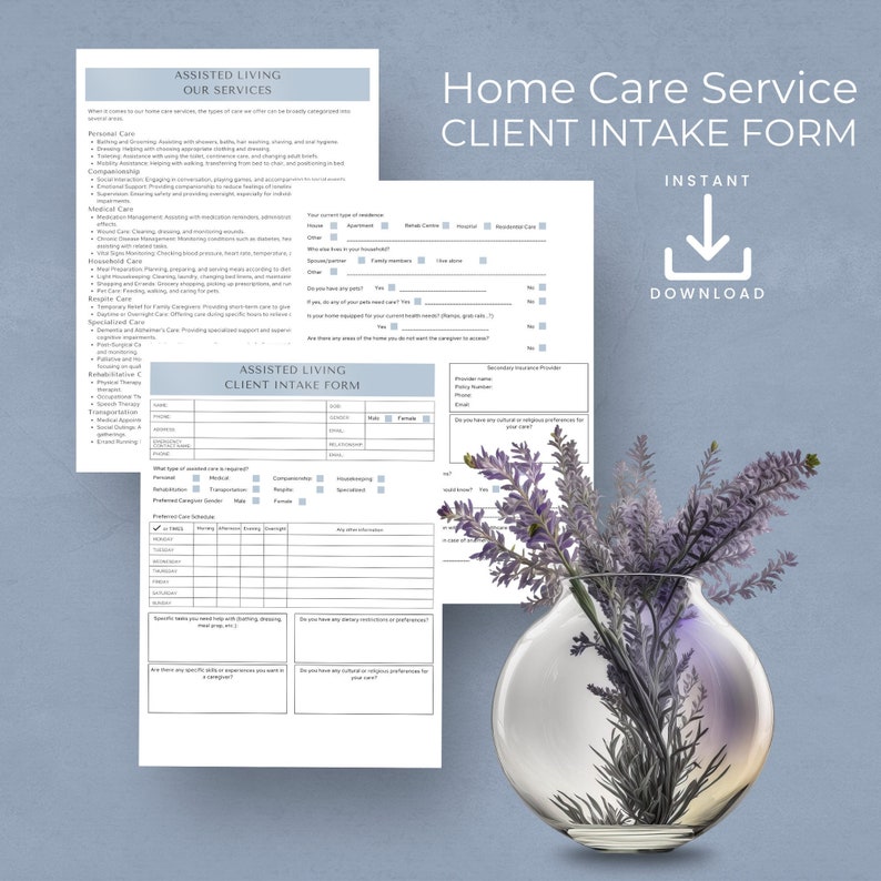 Home Care Service Client Intake Form, Assisted Living Assessment Form ...