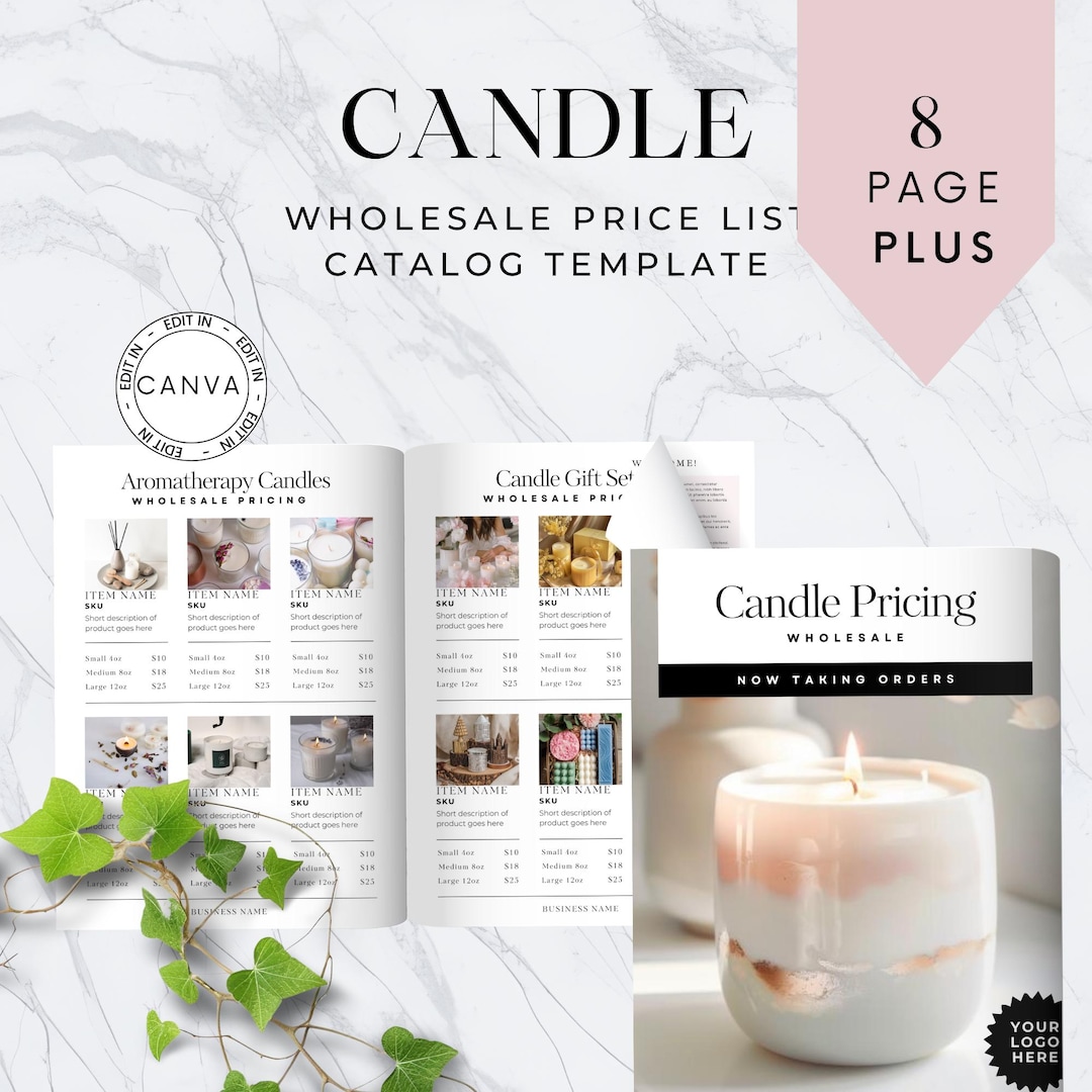 Candle Price List Template, Wholesale Catalogue Template, 13 Page ...