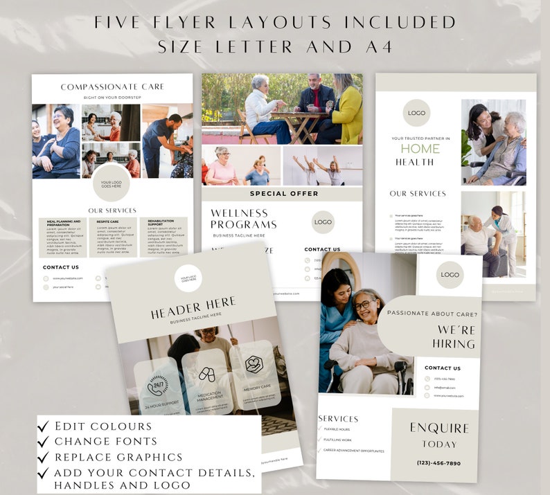 Home Care Service Marketing Template Bundle, Newsletters, Home Care ...