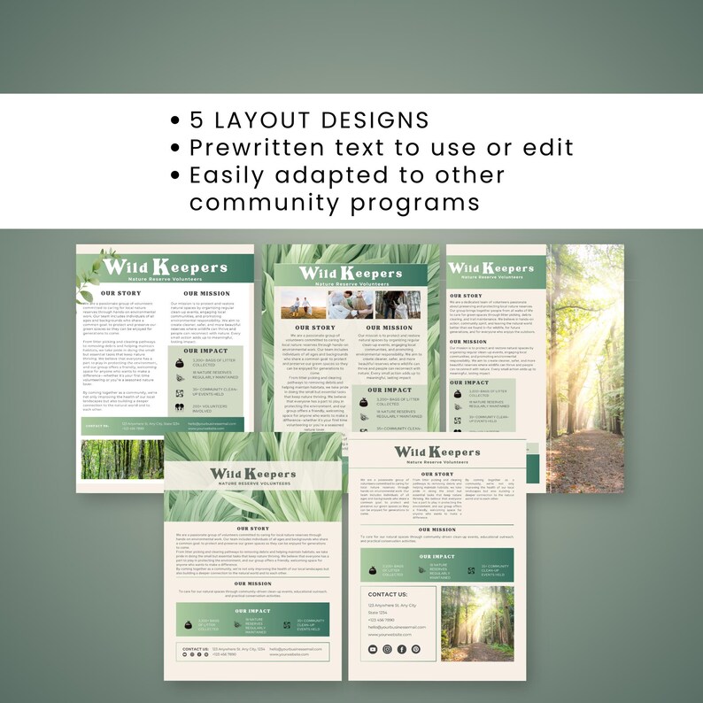 One Pager Nature Reserve Volunteer Program Templates – Editable One ...