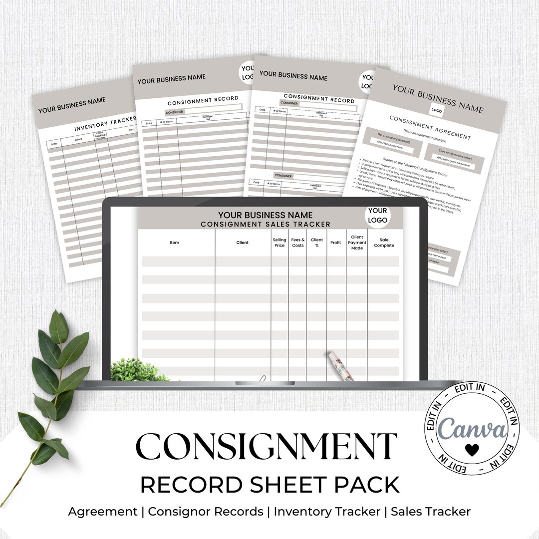 Neutral Editable Consignment Record - Keeping Pack, Agreement, Sales ...