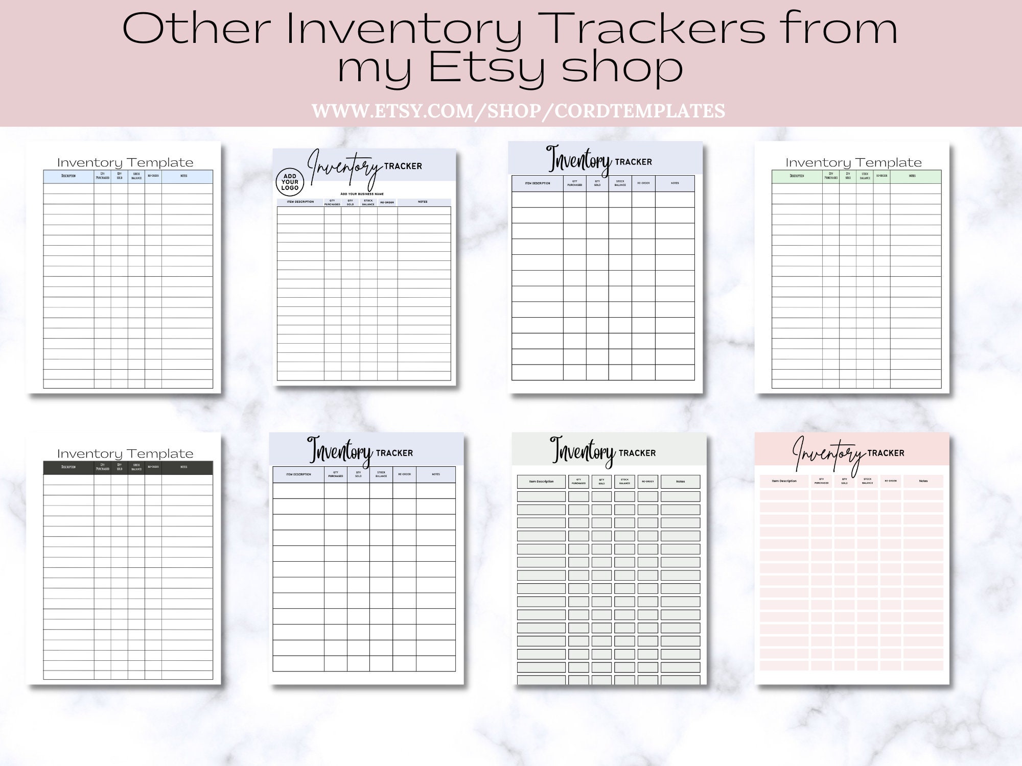 Editable Inventory Tracker, Printable Business Inventory Record ...