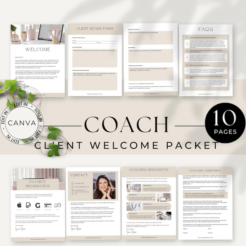 Client Welcome Packet Template, Coaching Intake Forms, Onboard Forms ...