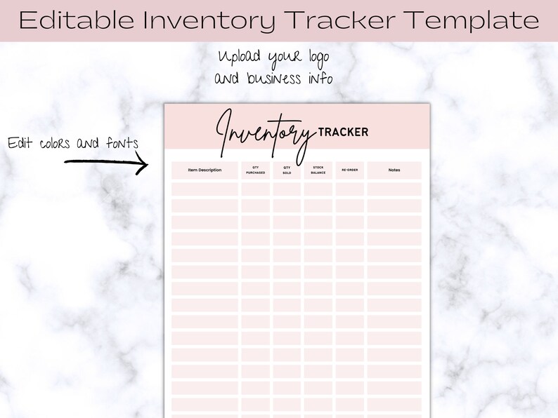 Editable Inventory Tracker, Printable Inventory Tracker, Business ...