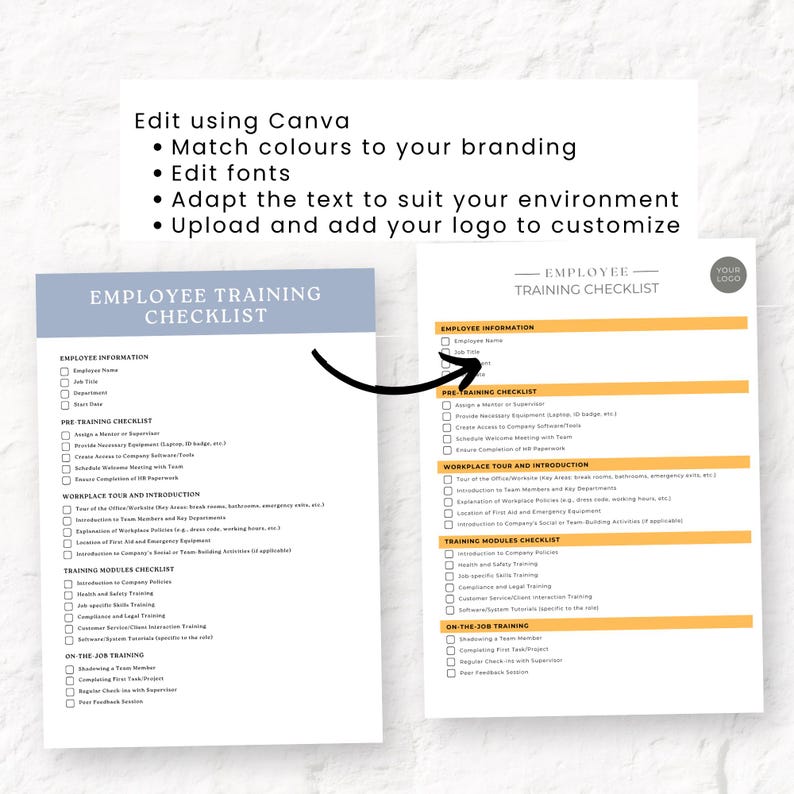 New Employee Training Checklist Template, New Hire Orientation, Welcome ...