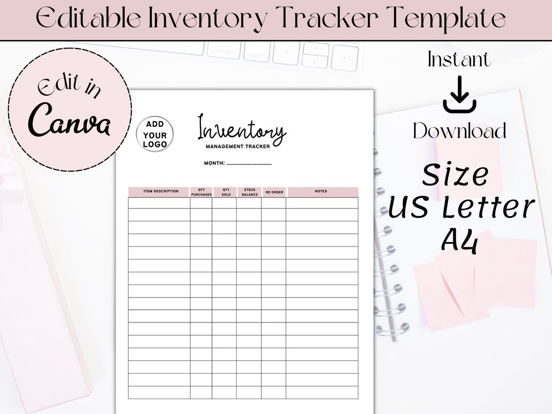 Editable Inventory Tracker, Printable Business Inventory Record ...